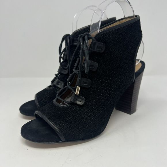Elaine Turner | Shoes | Elaine Turner Black Woven Leather Block Heel ...